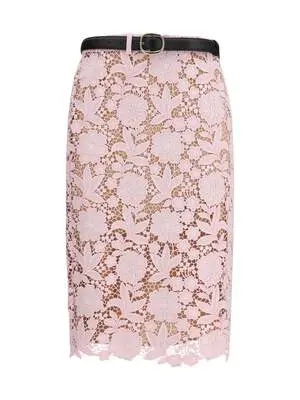 SELF-PORTRAIT Lace Midi Skirt - Pink