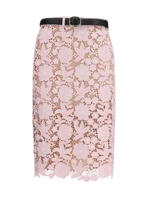 SELF-PORTRAIT Lace Midi Skirt - Pink