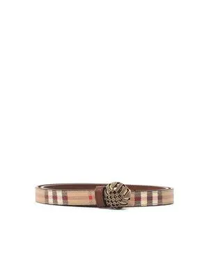 Burberry Granulation' Belt In Beige And Brown Leather Blend - Cream