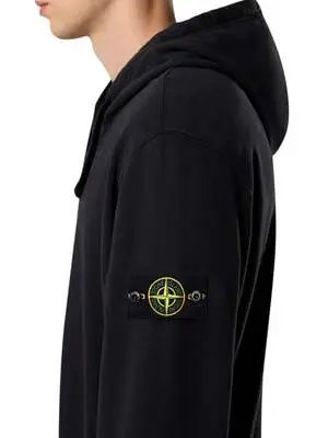 Stone Island Cotton Sweatshirt With Zip, Hood And Compass Logo