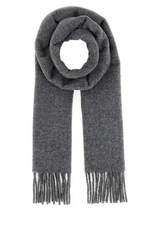 JIL SANDER Dark Grey Wool Scarf - Gray