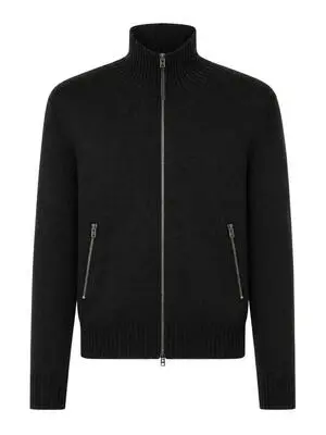 TOM FORD Merino Wool Zip-up Cardigan - Black