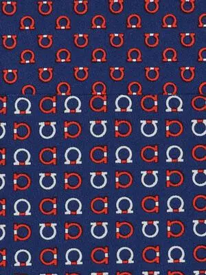 FERRAGAMO Gancini Print Silk Tie