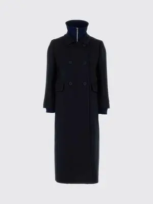 Prada Virgin Wool High Neck Coat - Blue