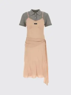 Miu Miu Double-layer Silk And Cotton Dress - Pink