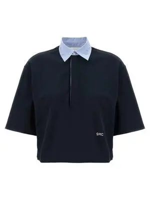 Stella McCartney STELLA MCCARTNEY Cropped Piqué Polo Blue