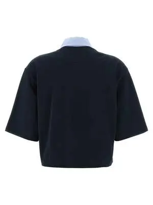 Stella McCartney Cropped Piqué Polo - Blue