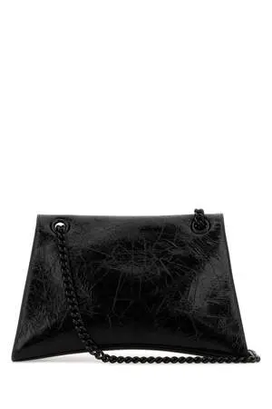 Balenciaga Leather Medium Crush Shoulder Bag - Black