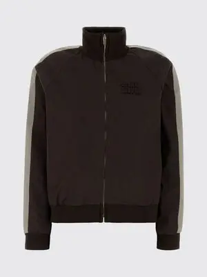 Miu Miu Cotton Zip-up Sweatshirt With Logo - Brown
