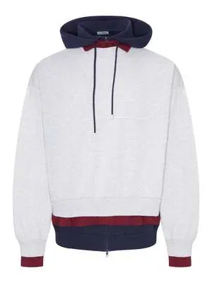 Balenciaga Layered Dry Molleton Hoodie With Frayed Lettering - Gray