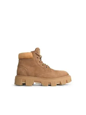 Moncler Peak City Suede And Nubuck Ankle Boots - Cream