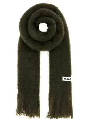 JIL SANDER Olive Mohair Blend Scarf - Green