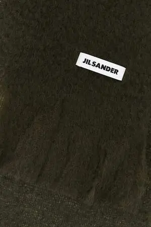 JIL SANDER Olive Mohair Blend Scarf