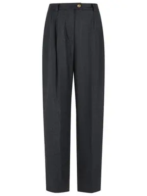 Dolce & Gabbana Grey Virgin Wool Trousers - Black