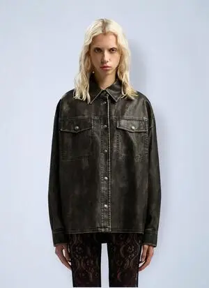 Palm Angels Curved Logo Coated Overshirt