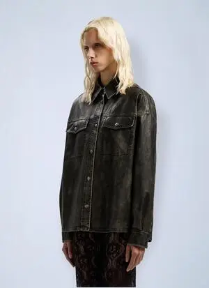 Palm Angels Curved Logo Coated Overshirt
