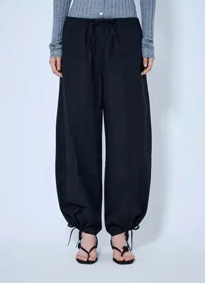TOTEME Drawstring Cotton Trousers - Black
