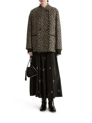 FORTE_FORTE Black Chevron Jaquard Over-jacket