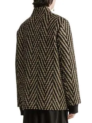 FORTE_FORTE Black Chevron Jaquard Over-jacket