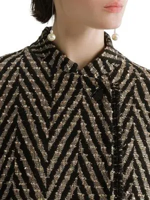 FORTE_FORTE Black Chevron Jaquard Over-jacket - Multicolor