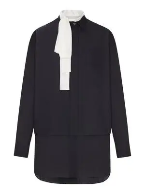 Sacai Shirt Dress With Integrated Scarf - Black
