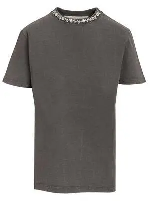 GOLDEN GOOSE T-shirt With Crystals - Gray