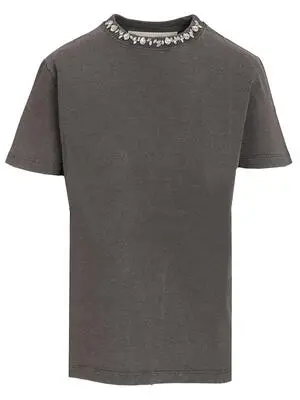 GOLDEN GOOSE Crystal-embellished Cotton T-shirt - Gray