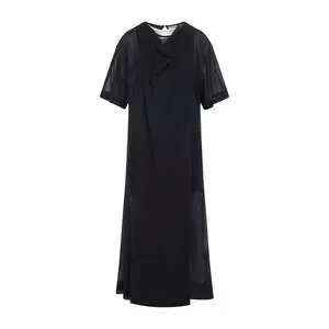 Carven Sheer Draped Midi Dress - Black