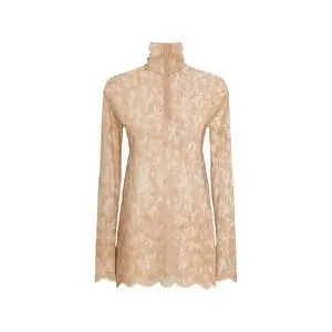 Dolce & Gabbana Floral Lace Roll Neck Blouse - Cream