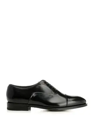 FERRAGAMO Leather Cap Toe Oxford Shoes - Black