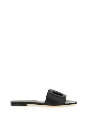 Dolce & Gabbana Sandalo Slide Con Logo - Black