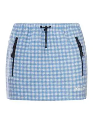 Miu Miu Gingham Fleece Miniskirt - Multicolor