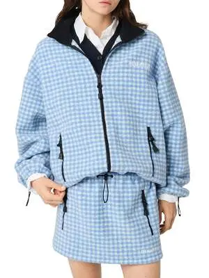Miu Miu Gingham Fleece Miniskirt