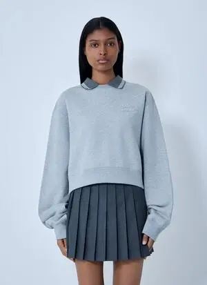 Miu Miu Logo Motif Fleece Sweatshirt - Gray