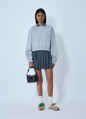 Miu Miu Logo Motif Fleece Sweatshirt - Gray