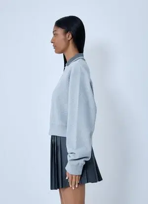 Miu Miu Logo Motif Fleece Sweatshirt - Gray
