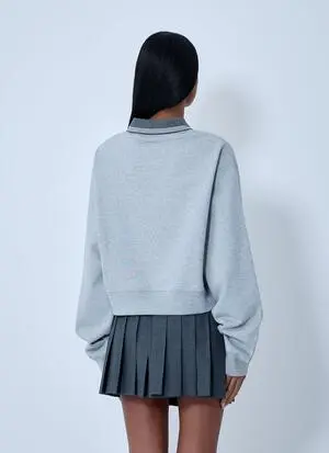 Miu Miu Logo Motif Fleece Sweatshirt - Gray