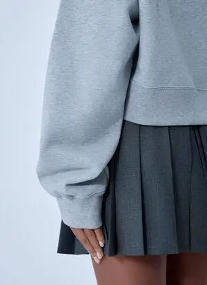 Miu Miu Logo Motif Fleece Sweatshirt - Gray