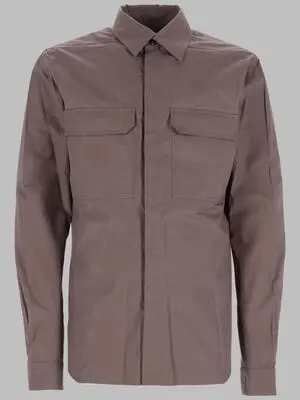 Rick Owens Camicia Work In Popeline - Brown