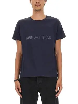 Saint Laurent Inverted Logo T-shirt - Blue
