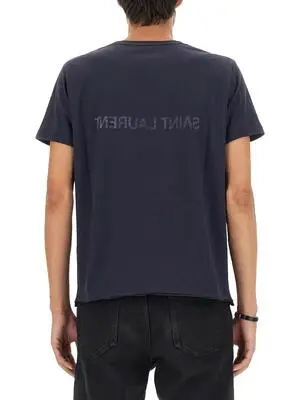 Saint Laurent Inverted Logo T-shirt - Blue
