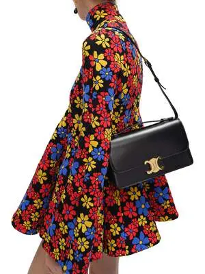 Celine Medium Triomphe Folio In Polished Calfskin