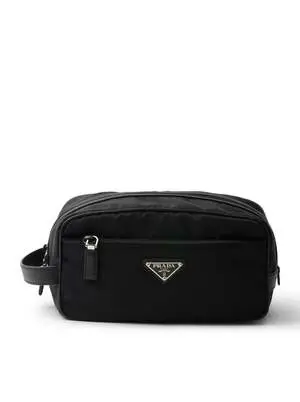 Prada Travel Pouch In Re-nylon And Saffiano - Black