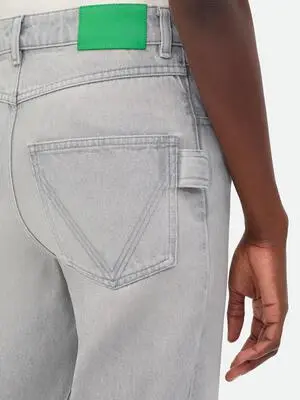 Bottega Veneta Light Grey Washed Denim Flared Jeans