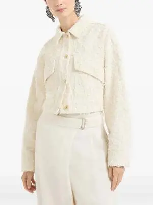 Brunello Cucinelli Fuzzy Dyed Denim Outerwear Jacket - White