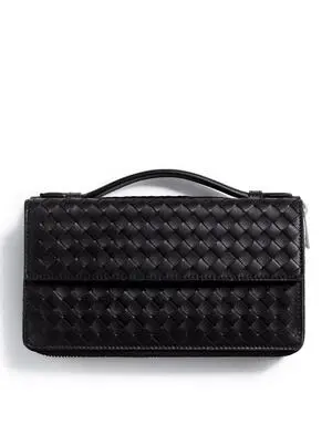 Bottega Veneta Small Woven Zip Organizer - Black