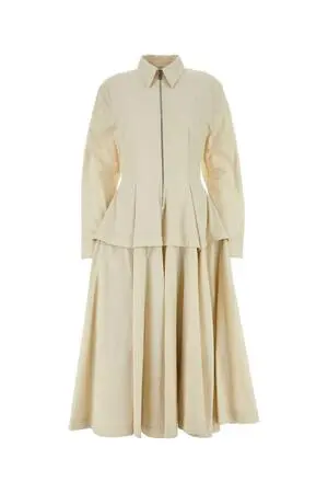 Bottega Veneta Sand Cotton Blend Shirt Dress - Brown