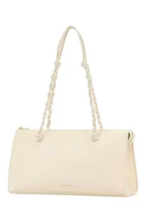 JIL SANDER Ivory Leather Tangle Tent Shoulder Bag