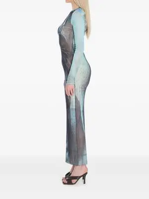 JEAN PAUL GAULTIER Water-print Maxi Dress - Blue