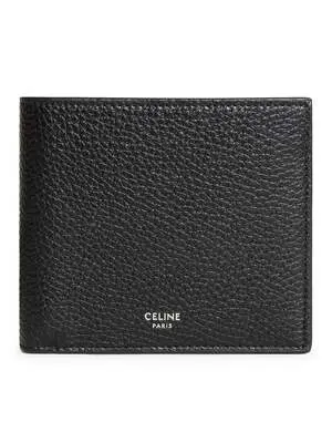 Celine Bi-fold Wallet In Grained Calfskin - Black